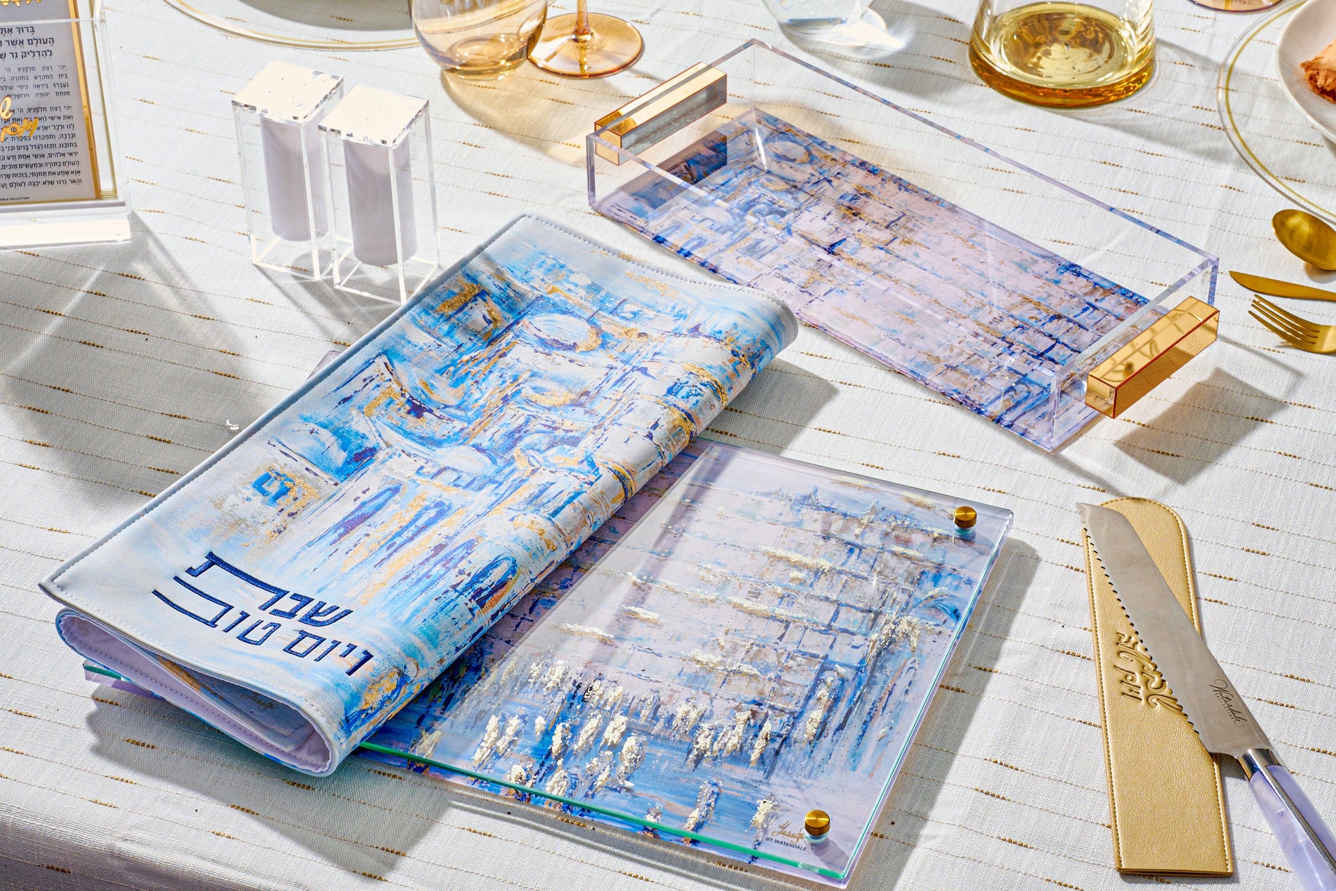 Waterdale Collection | Modern Judaica Lucite & Leather Decor