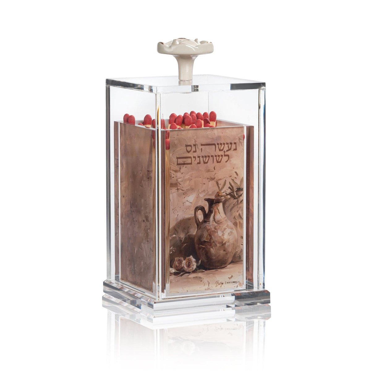 Painted by Batya Chanukah Match Jar – Waterdale Collection