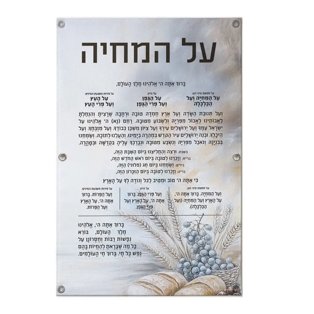 Painted by Batya Silver Al Hamichya Vinyl Sukkah Decoration | Luxury ...